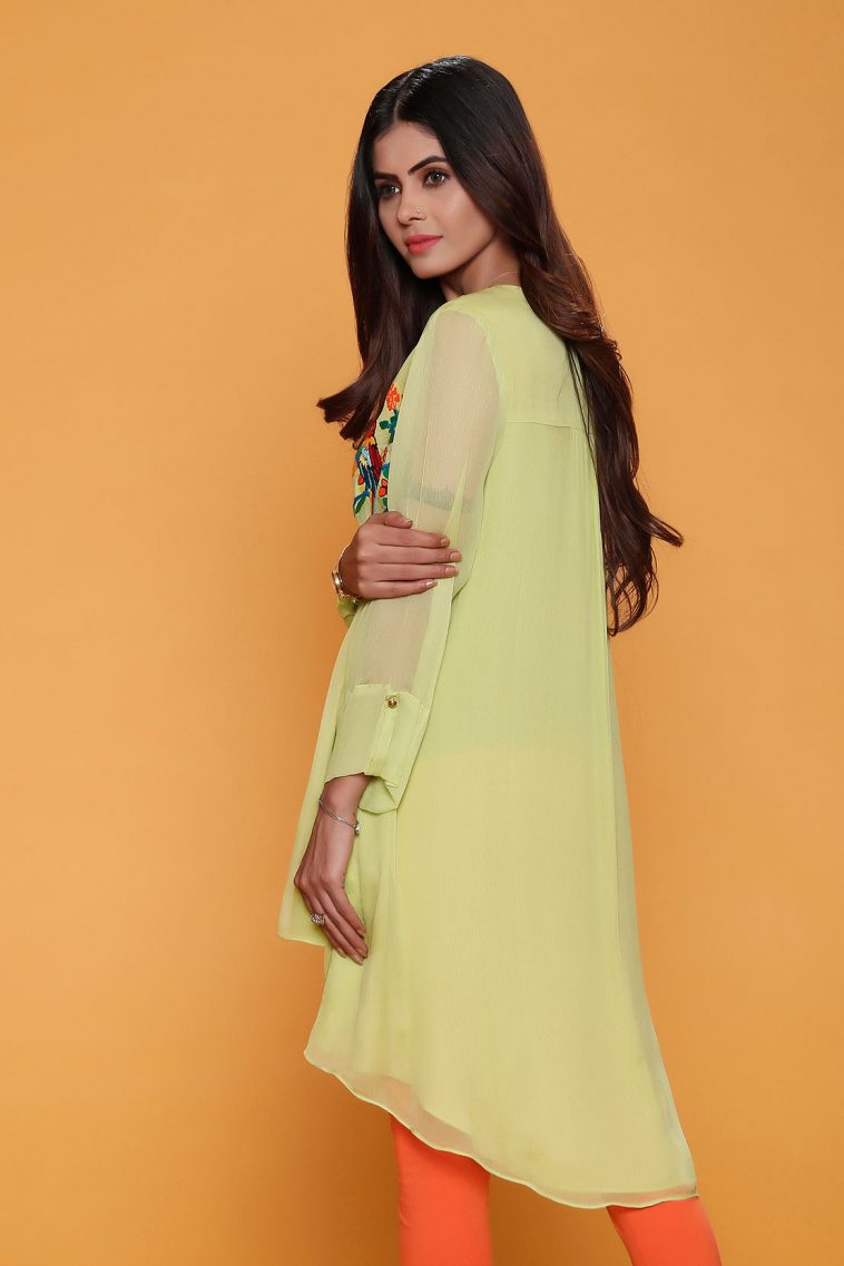 Parrot green embroidered pret wear shirt by Rang Ja pret collection ...