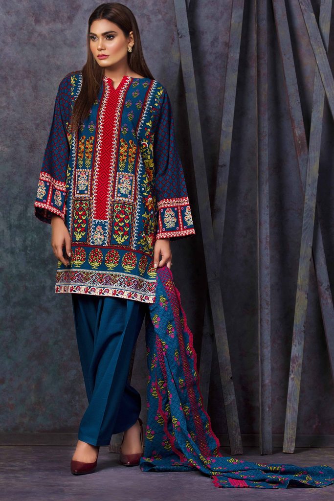 Blue Unstitched 3 Piece Pakistani pret wear available online by ...