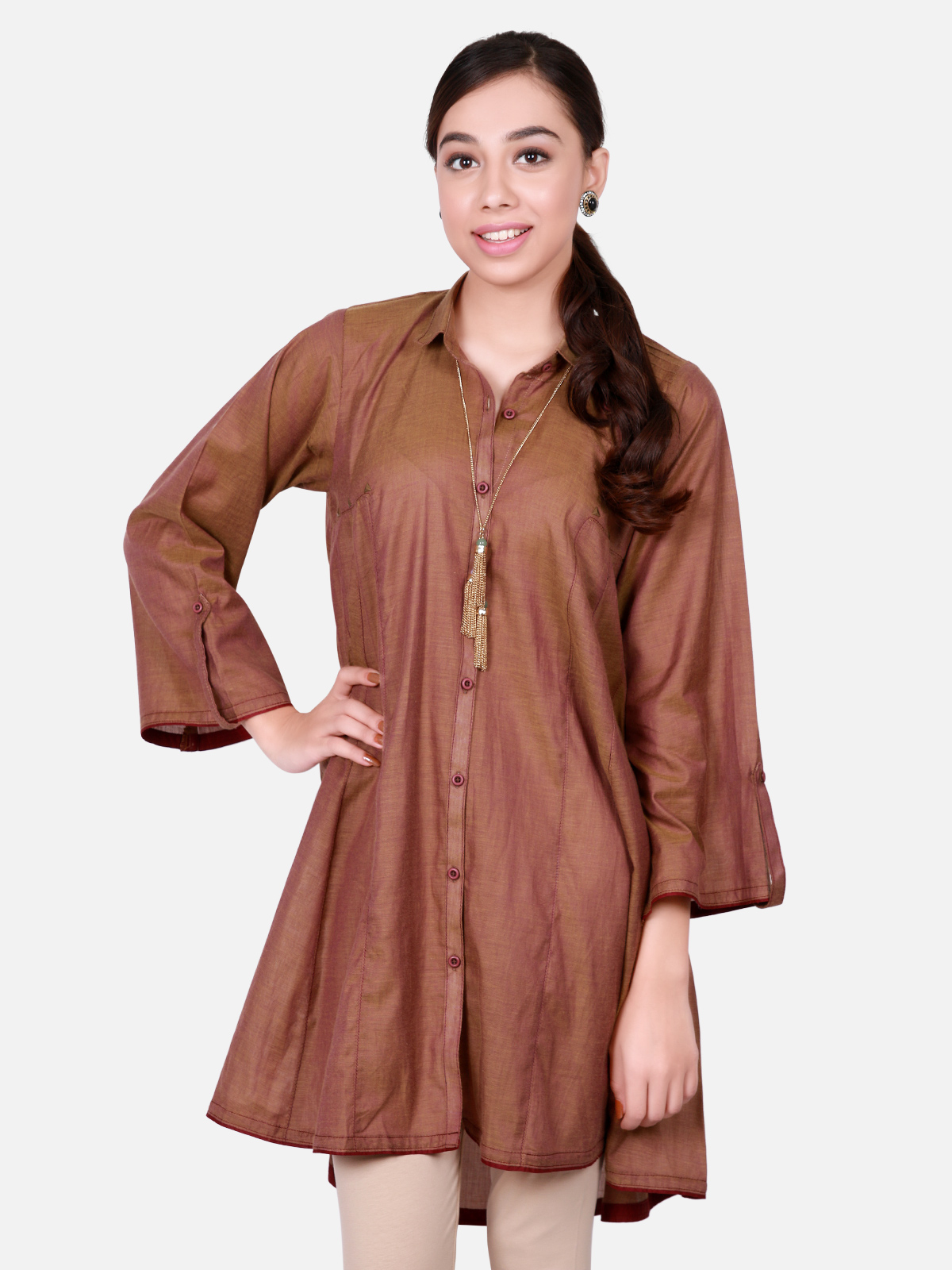 Stylish brown ready to wear shirt by Eden Robe kurti collection 2019 ...