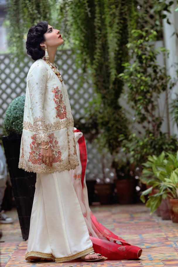 Abb.e.zar white stitched 2 piece printed pret wear by Suffuse by Sana ...