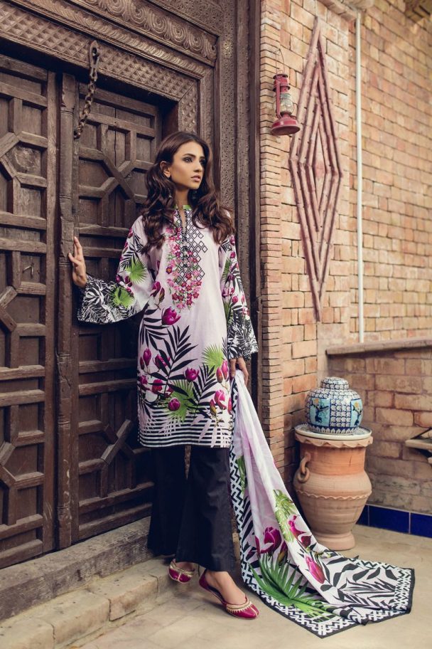 Elegant Purple Pakistani unstitched dress by Kapray online printed ...