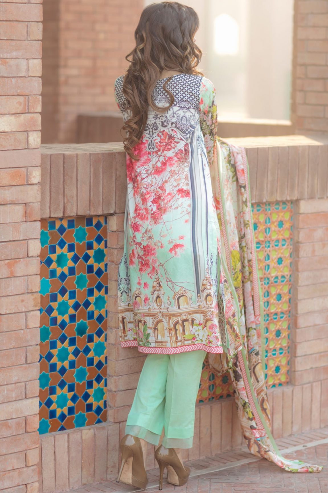 Beautiful light green Pakistani unstitched dress by Fridous Spring ...
