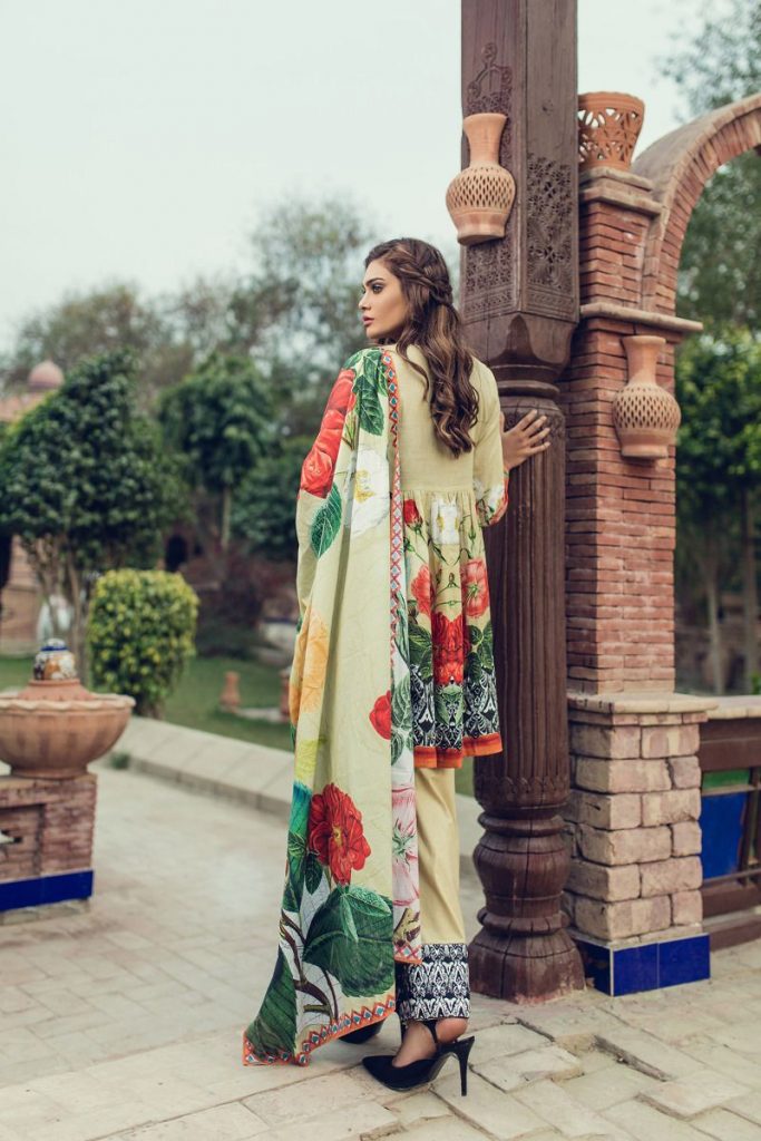 Beautiful cream 2 piece unstitched dress by Kapray Lawn collection 2018 ...