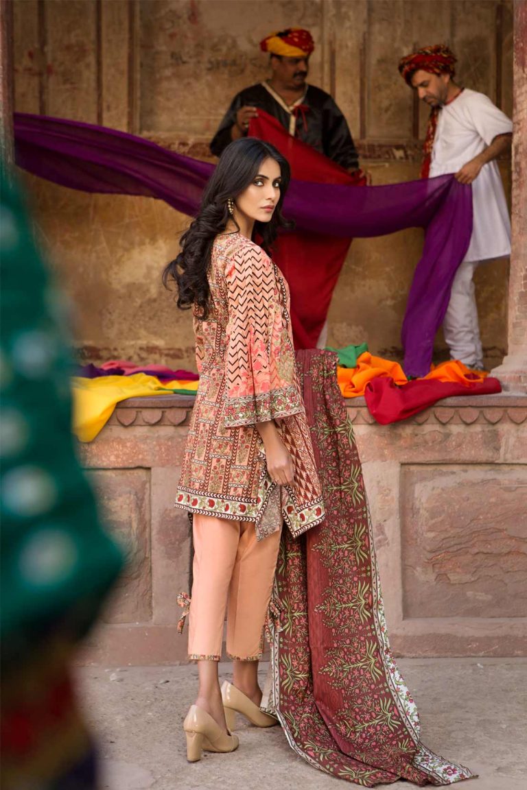 Beautiful pink 3 piece unstitched dress by Chen One Pima Cotton ...