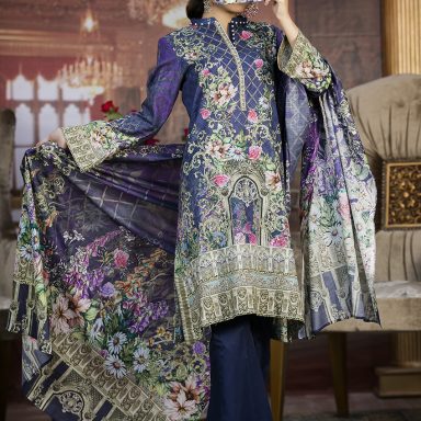 Black 3 piece Pakistani unstitched pret by Sanam Qureshi Digital Lawn ...