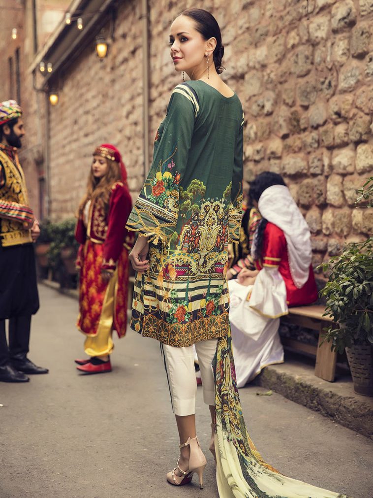 Green embroidered unstitched pret dress by Pakistani Embroidered dreses ...