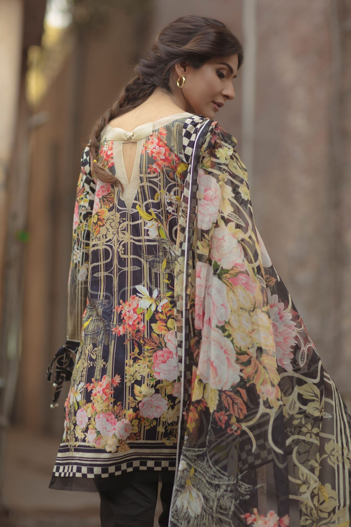 Beautiful black embroidered unstitched Pakistani pret wear by Fridous ...