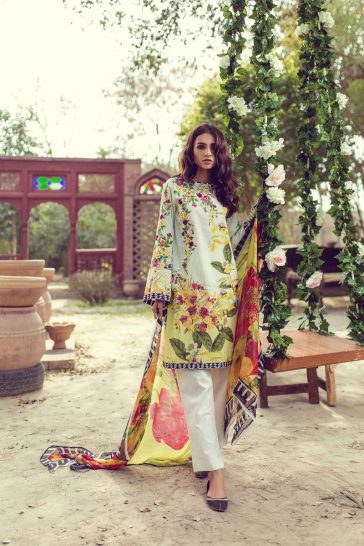Refreshing Green unstitched Pakistani pret dress by Kapray online ...