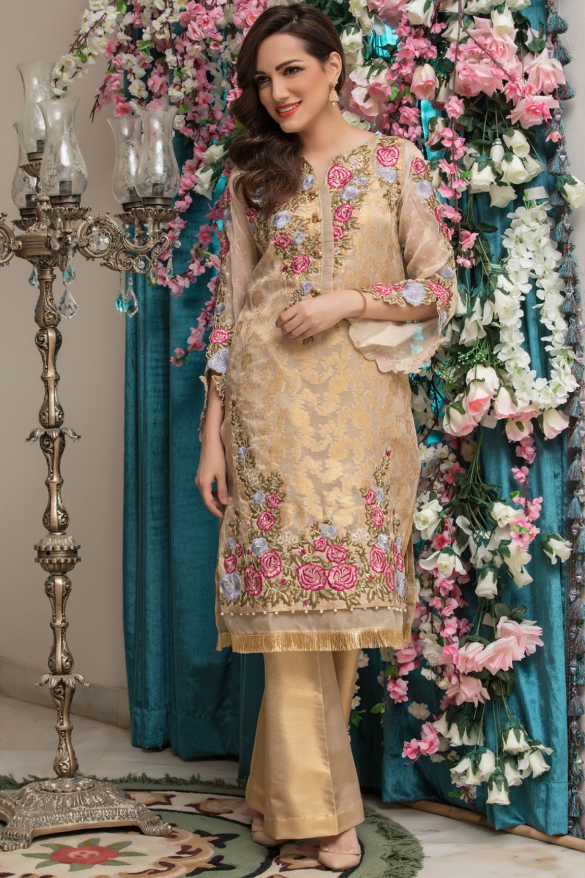 Vibrant gold ready to wear pret dress by Firdous Luxe Affairs evening ...