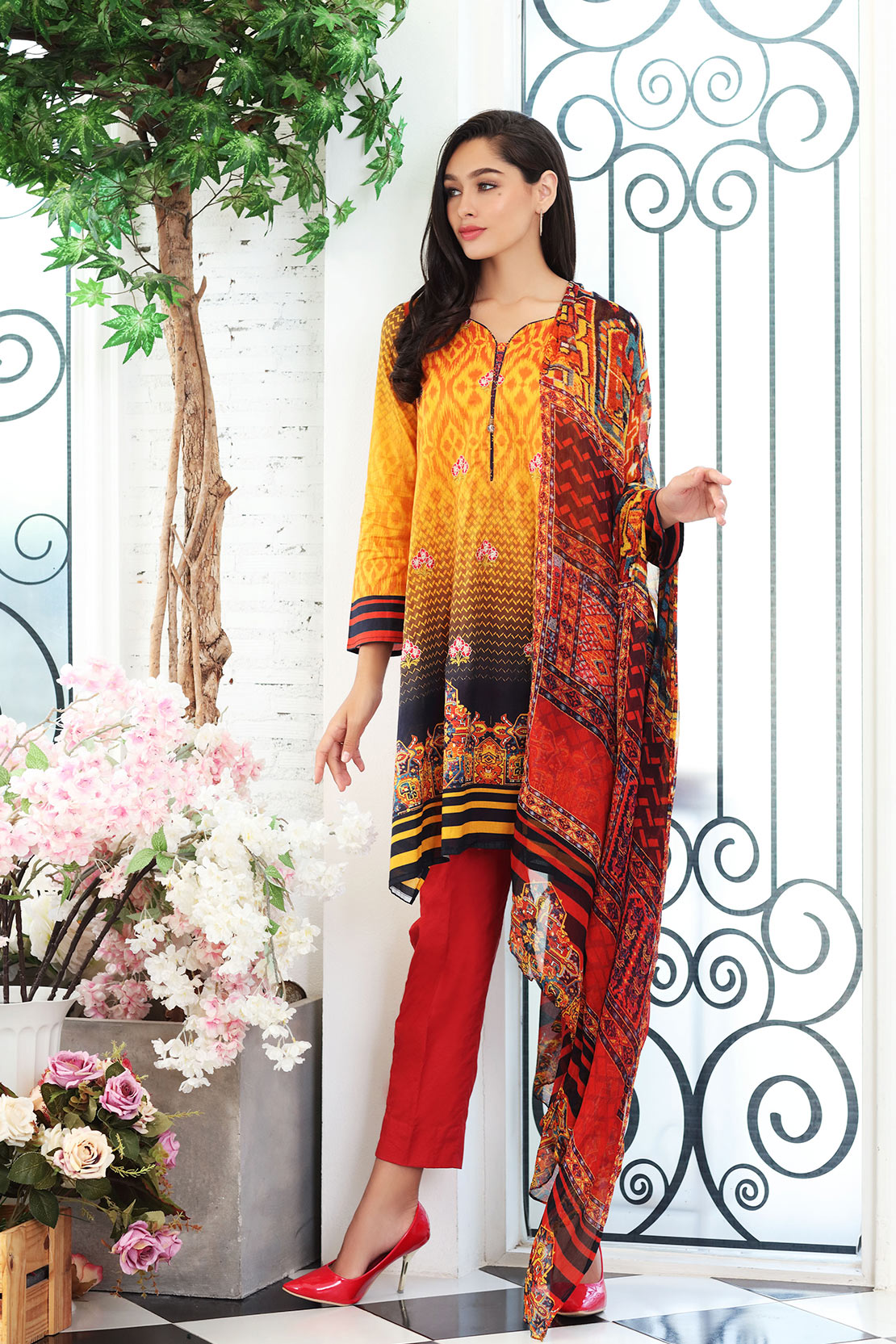 Embroidered stitched yellow pret wear dress by So kamal pret wear ...