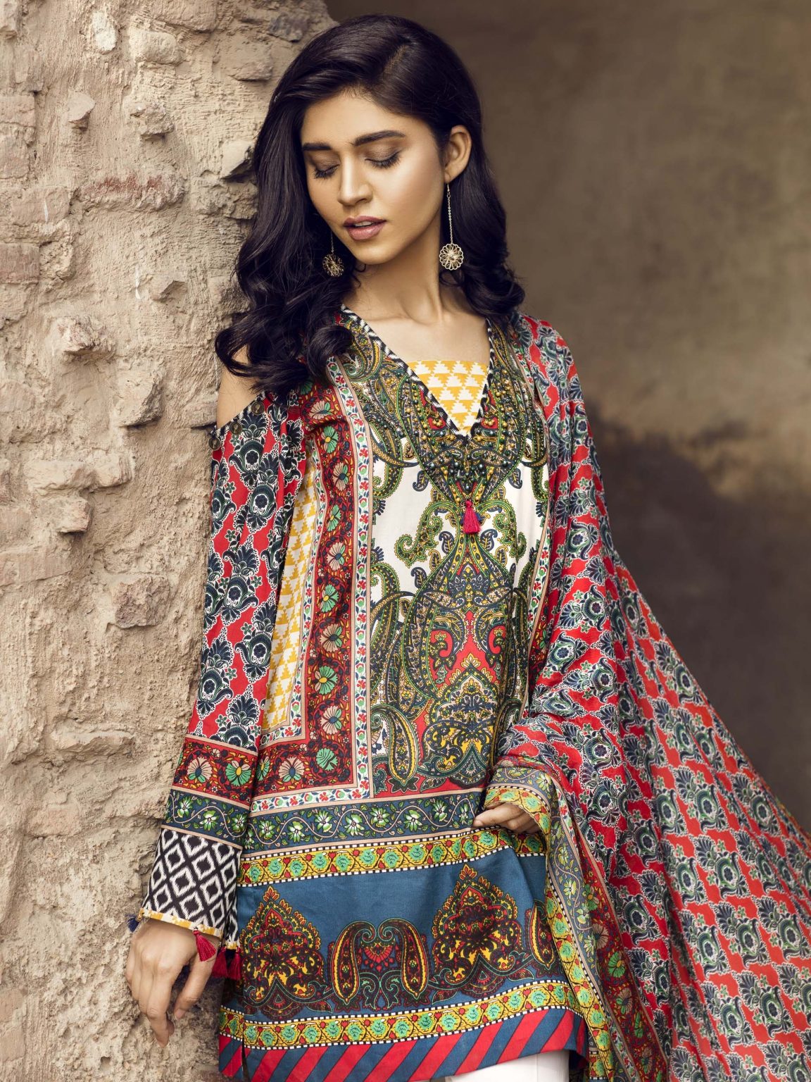 Beautiful blue Pakistani unstitched dress by Limelight printed ...