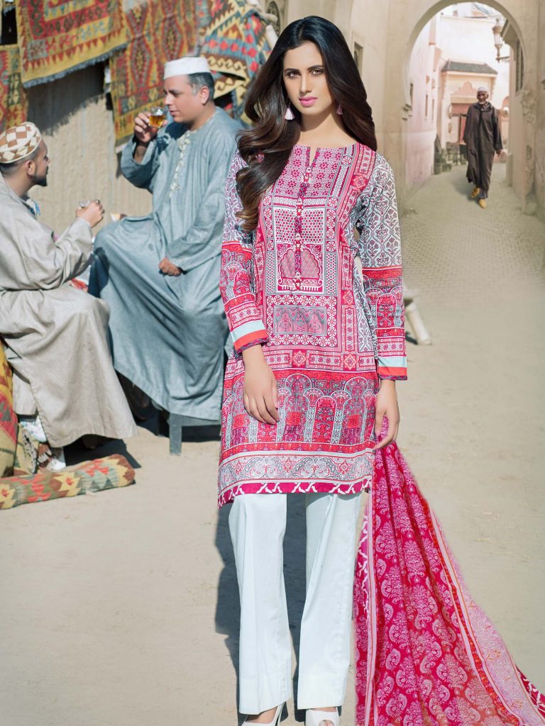 Beautiful blue printed unstitched Pakistani pret wear by Limelight ...