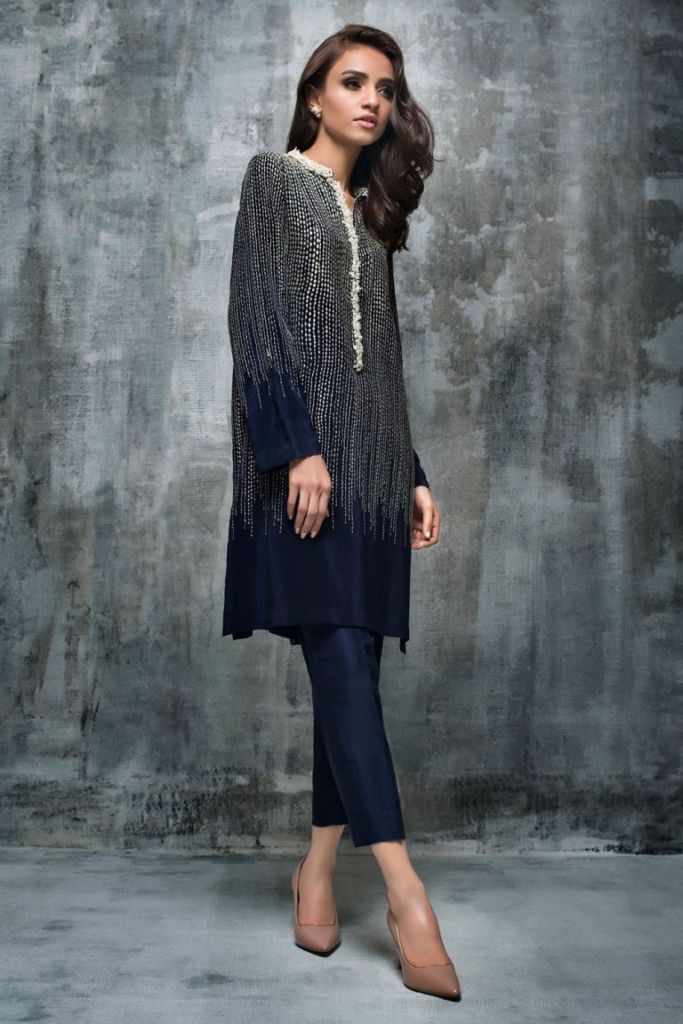 Ice blue 3 piece organza stitched dress by Nida Azwer organza pret ...