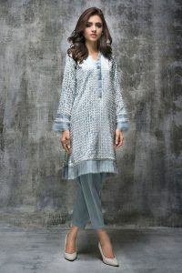 Ice blue 3 piece organza stitched dress by Nida Azwer organza pret ...
