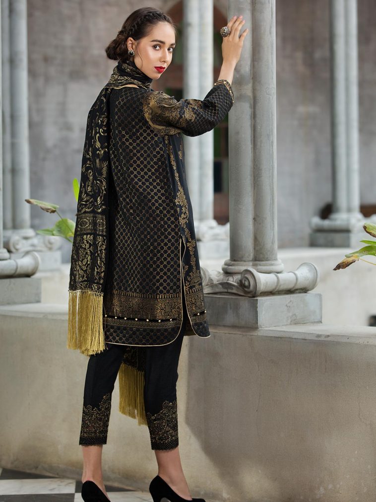 Regal black printed dress by Eden robe Pakistani dresses in Uk – Online ...