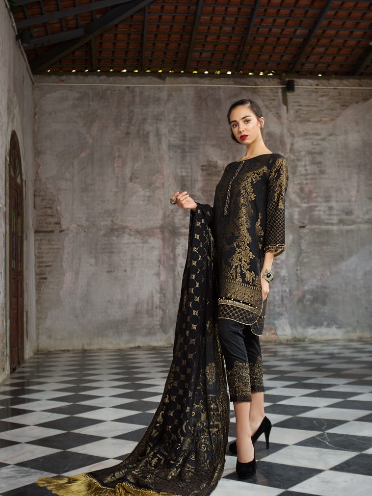 Regal black printed dress by Eden robe Pakistani dresses in Uk – Online ...