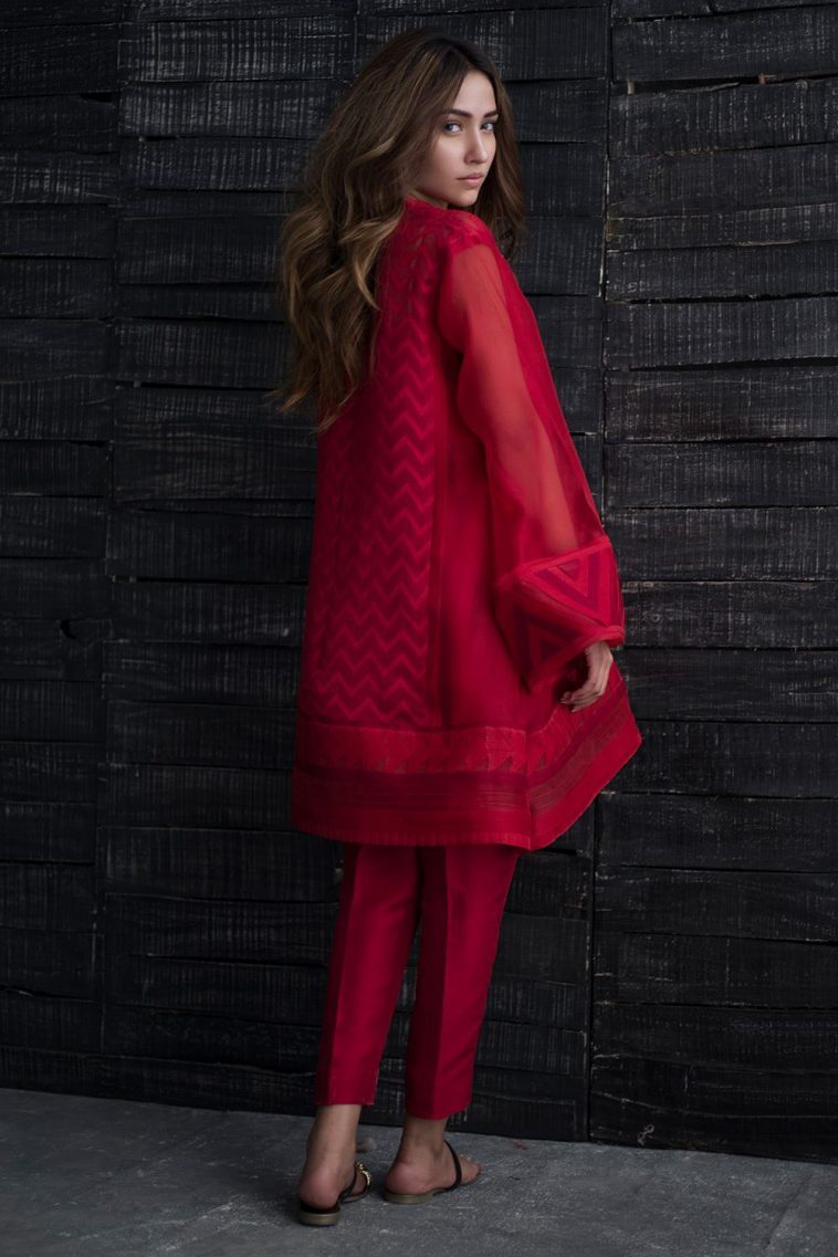 Hot red cotton net 2 piece Pakistani dress by Nida Azwer contemporary ...