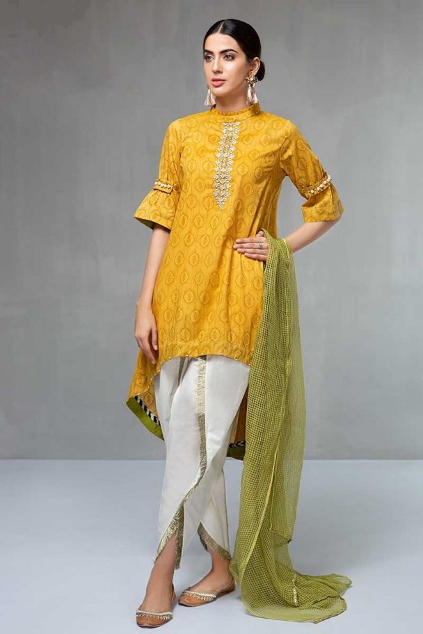 Maria B Traditional Wedding Dress Featuring Mustard Half Sleeves ...