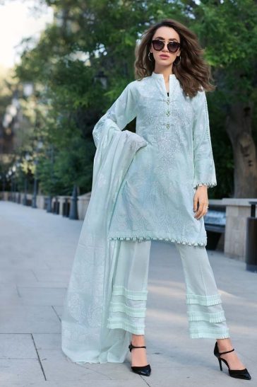 Stylish ferozi three piece Pakistani cotton suit by Gul Ahmed ...